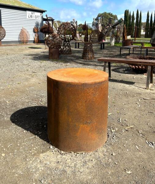 Round Corten Steel Plinth - The Creek Gallery & Garden