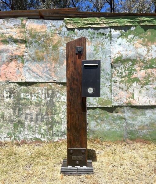 Corten Letterbox with Reclaimed Wharf Timber Post - The Creek Gallery ...