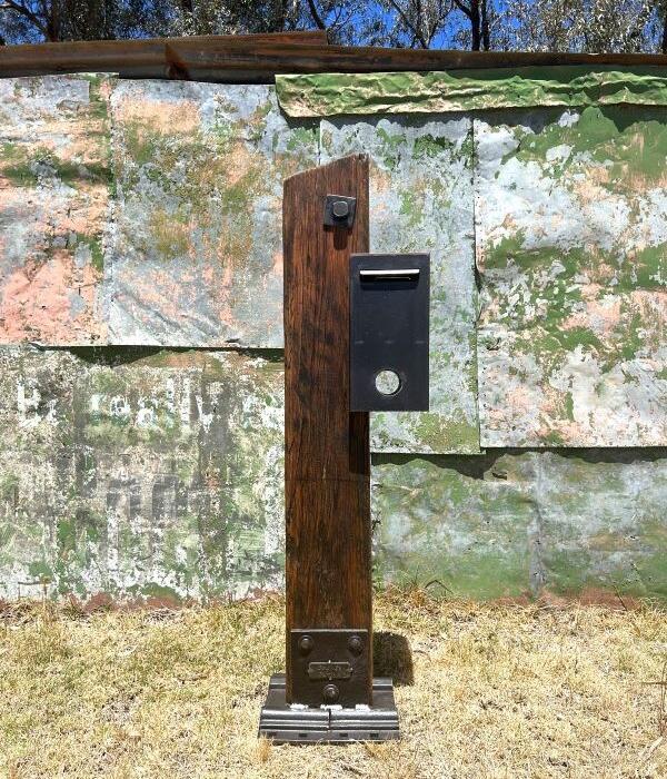 Corten Letterbox with Reclaimed Wharf Timber Post - The Creek Gallery ...